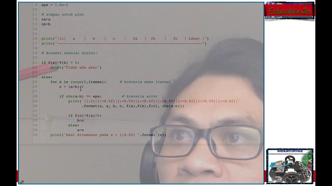 Metode Numerik 2 Biseksi Bisection Python Youtube
