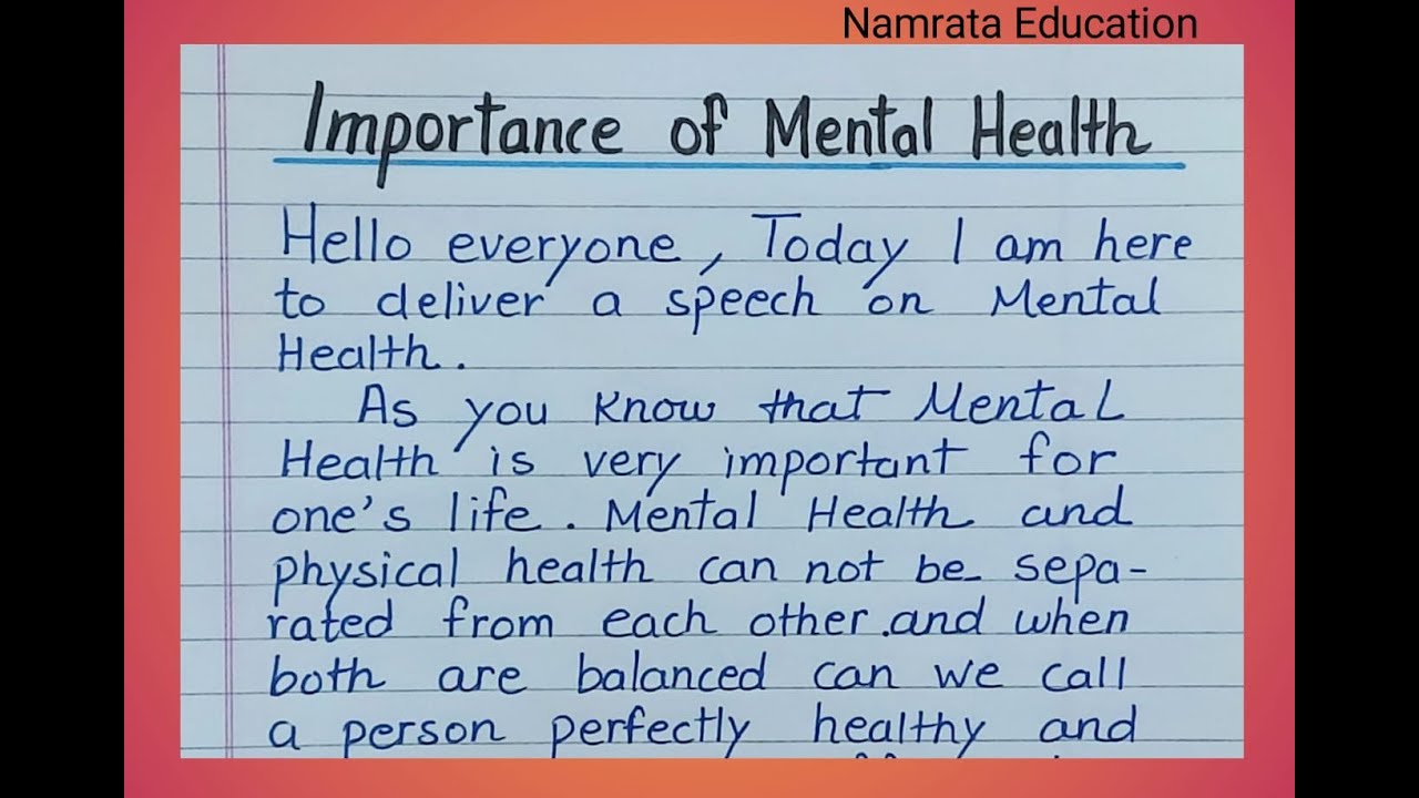 Speech On Importance Of Mental Health In English Mental Health