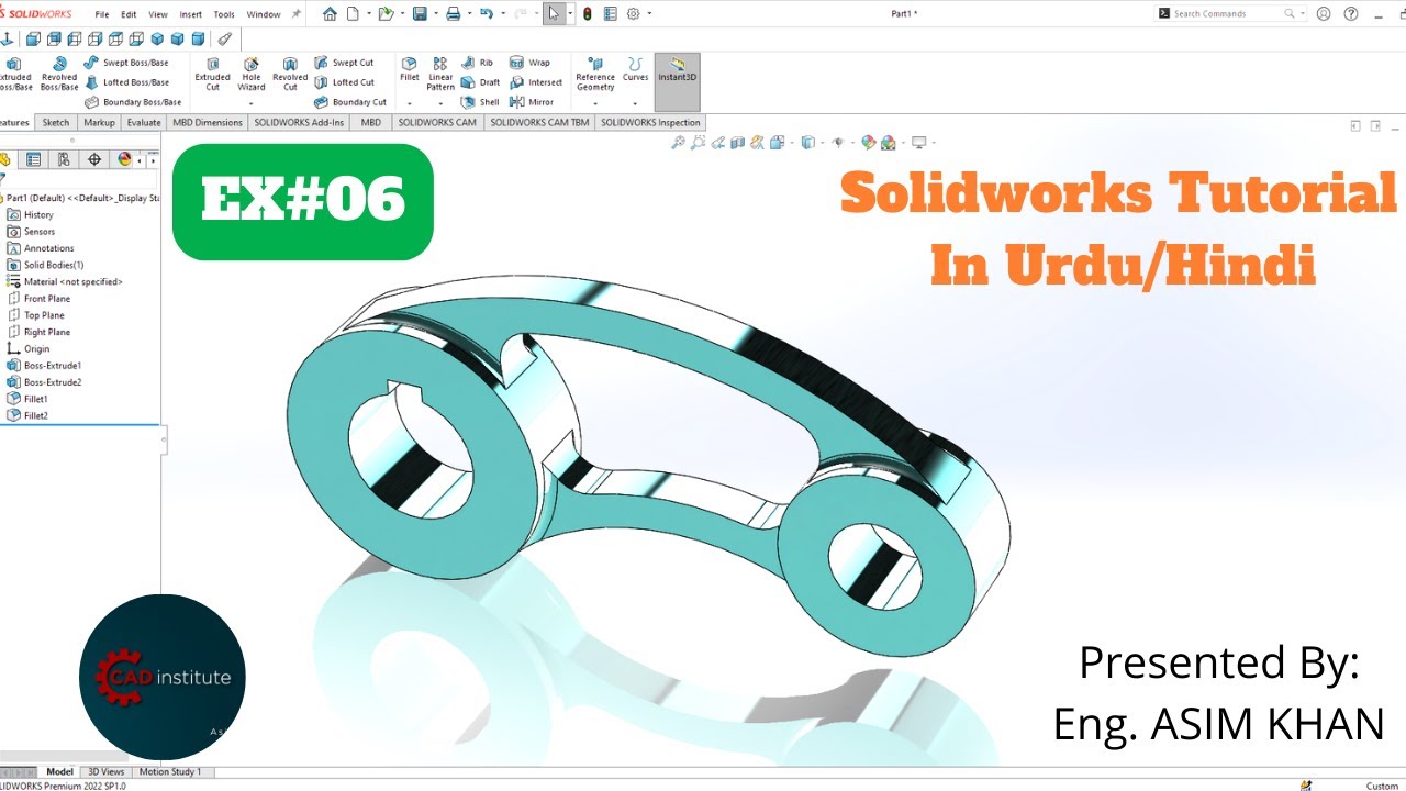 Solidworks Tutorial Exercise No 06 Cad Institute Youtube