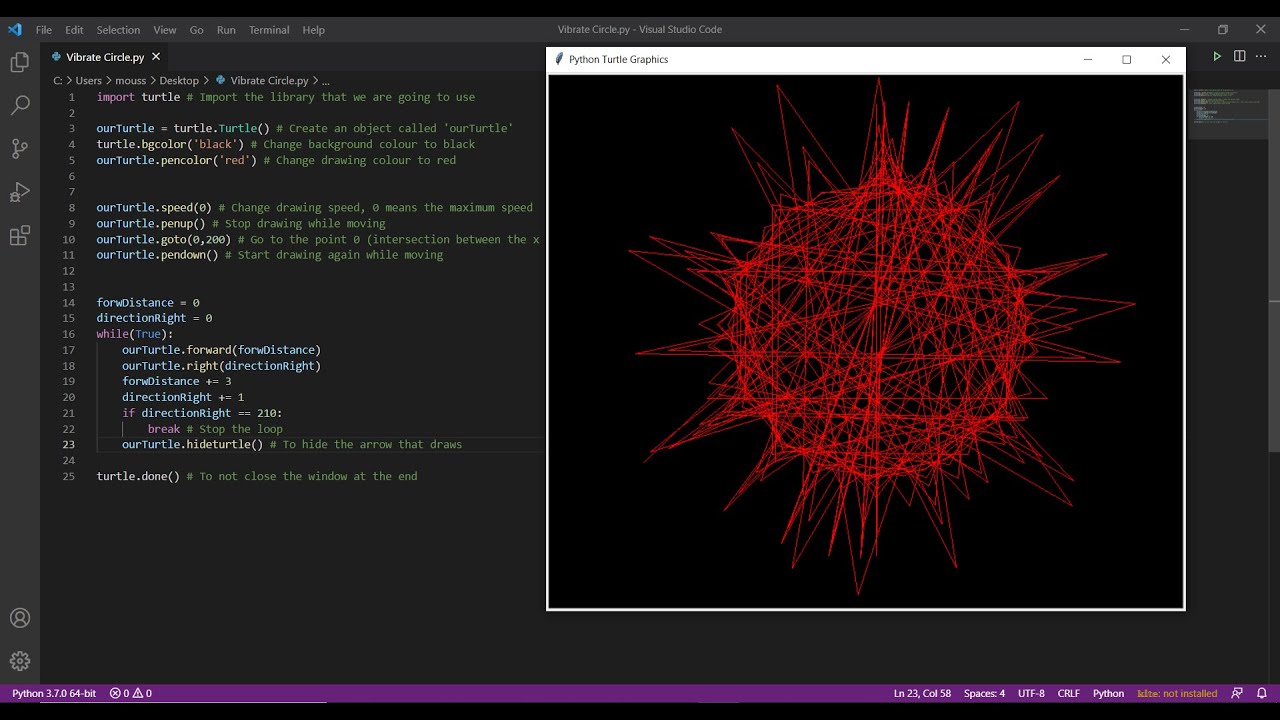 Vibrate Circle Using Python Turtle Library рџђў Youtube
