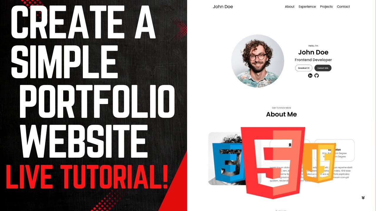 Create A Simple Personal Portfolio Website With Html Css Javascript