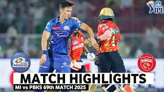 Mi Vs Pbks 69th Match Ipl 2025 Highlights Ipl Highlights 2025 Mi Vs ...