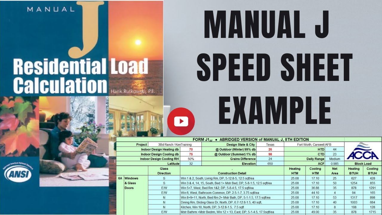 Acca Manual J Speed Sheet Example Youtube