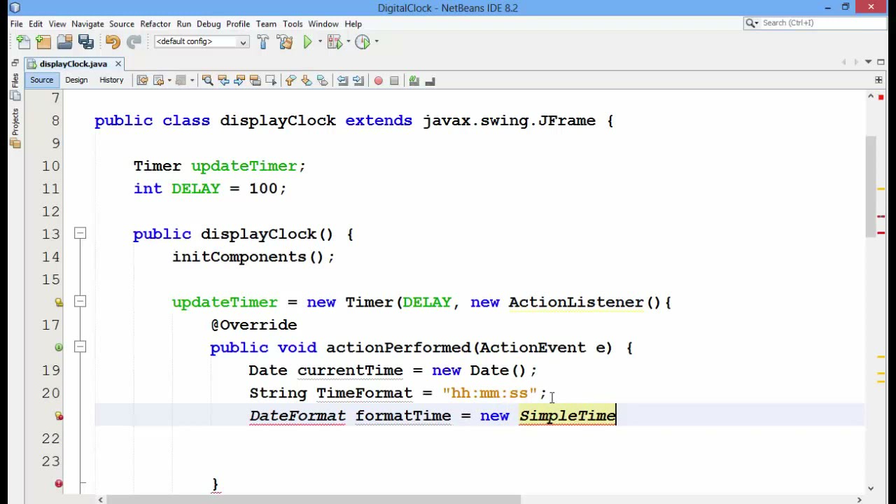 Digital Clock In Java Netbeans Youtube