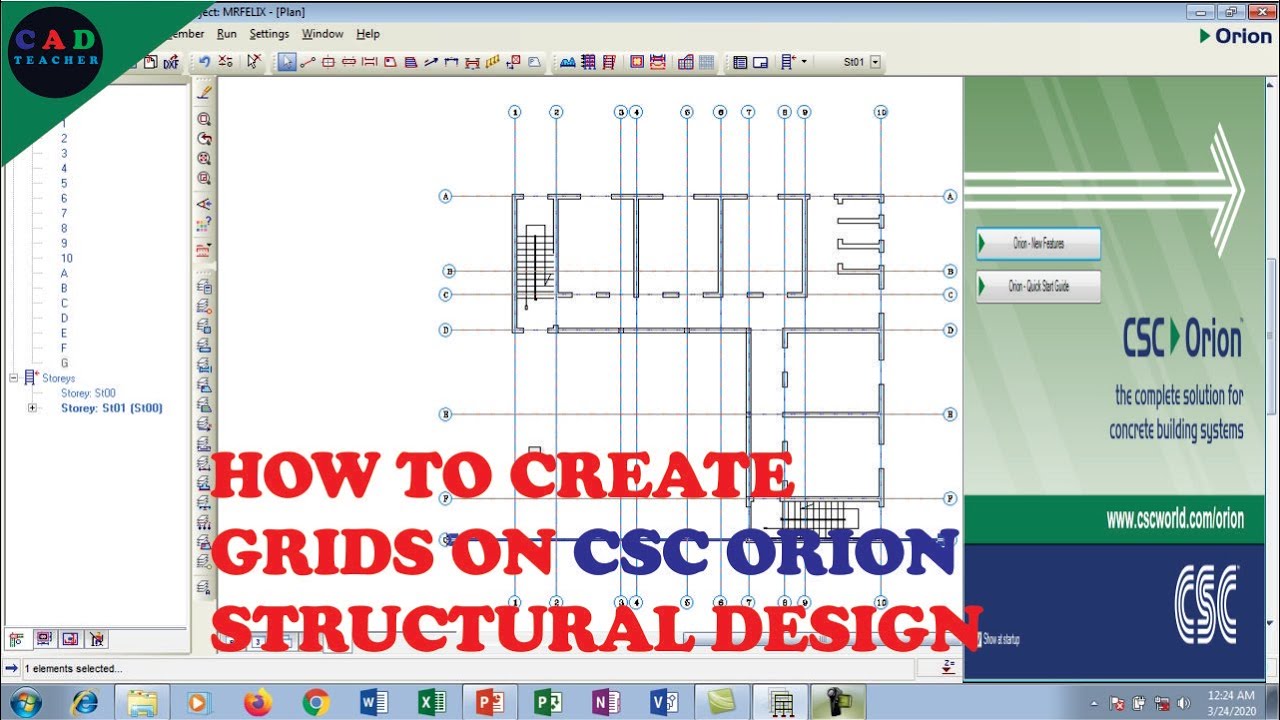 Orion 18 Tutorial How To Create Axis As Structural Grids For