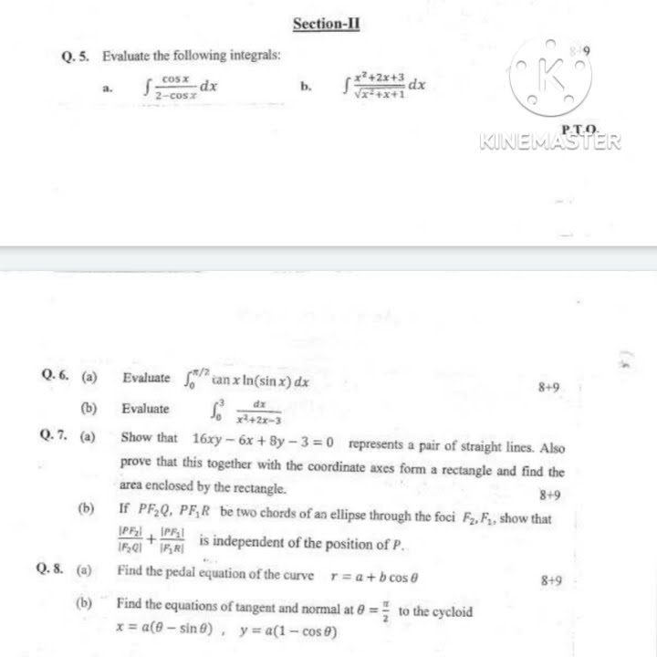 Calculus Past Paper 2019 Youtube