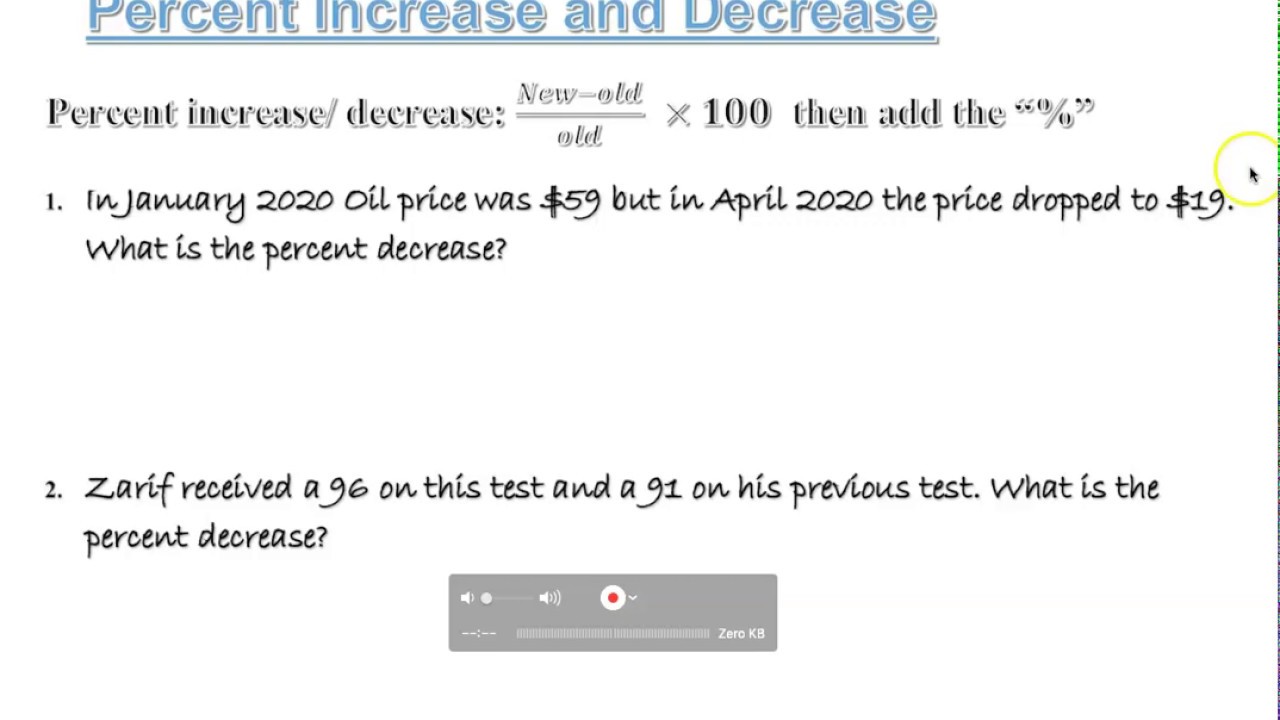 Percent Increase And Decrease Youtube