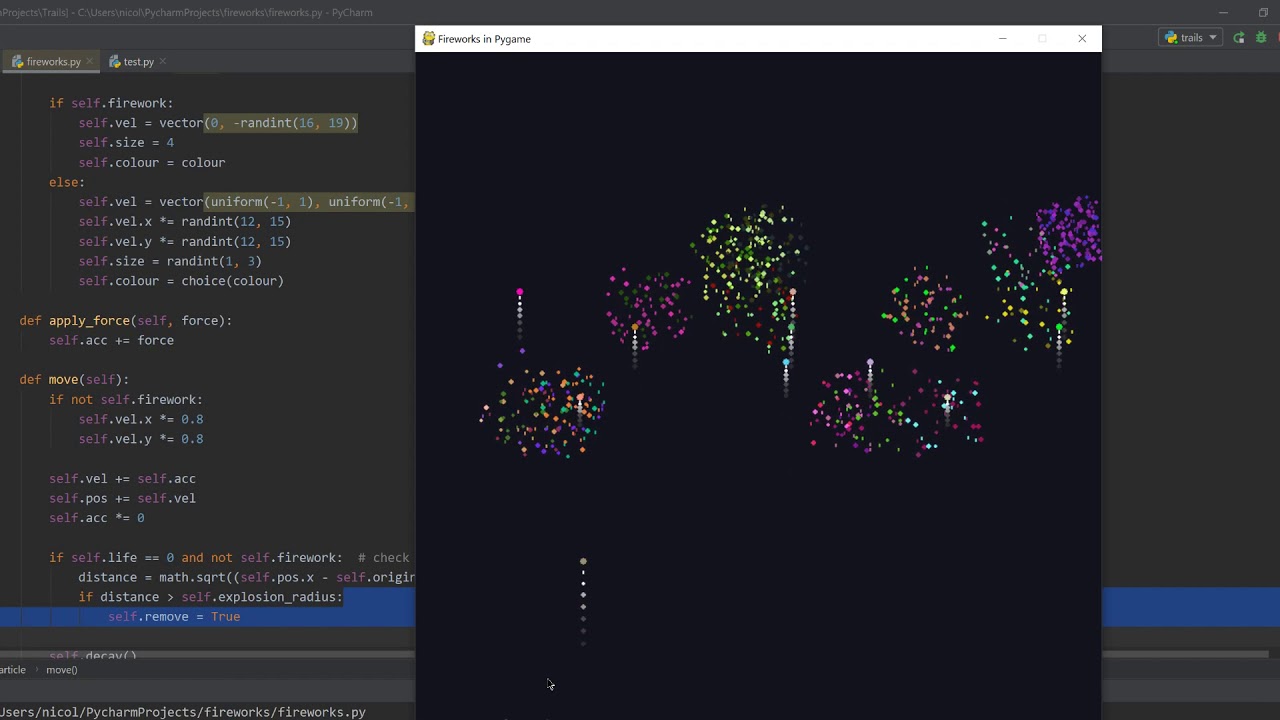 Fireworks In Python Made With Pygame Youtube