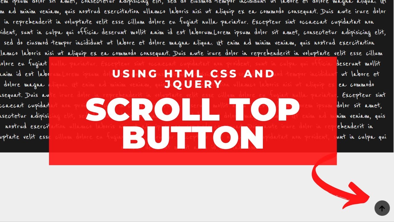 How To Create Scroll Top Button Using Html Css And Jquery Youtube
