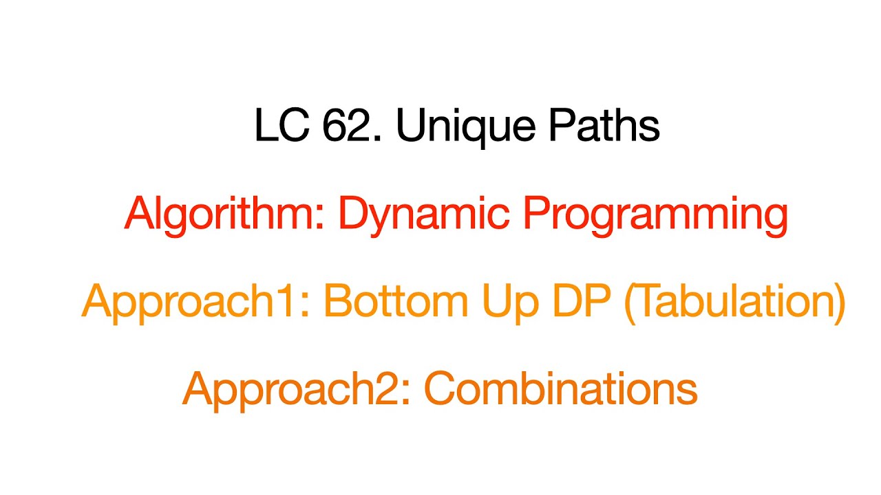 Unique Paths Leetcode 62 Youtube