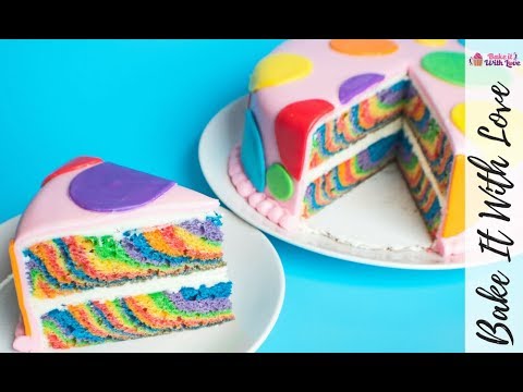 Rainbow Cake Easy One Pan Method With Fondant Polka Dots Youtube