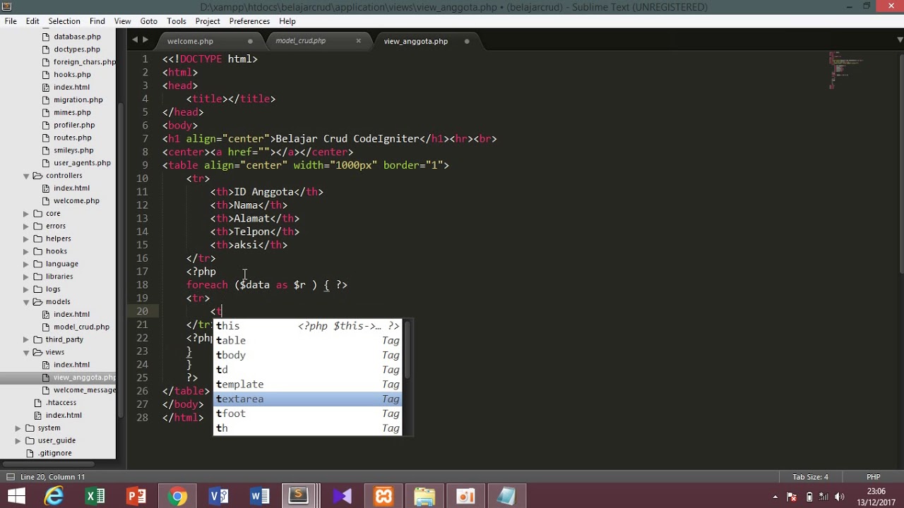 Crud Dengan Codeigniter Part 1 Youtube