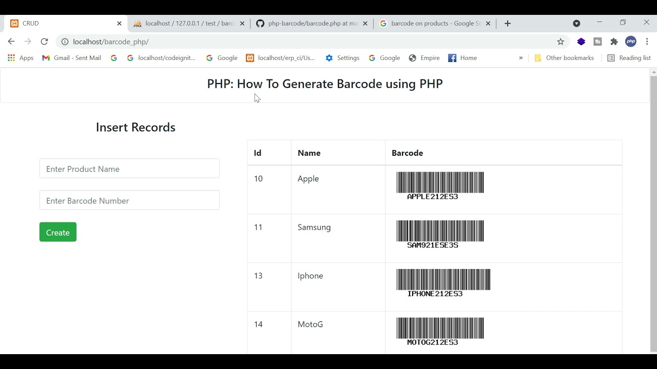 How To Generate A Barcode In Php Product Barcode Using Php Hindi