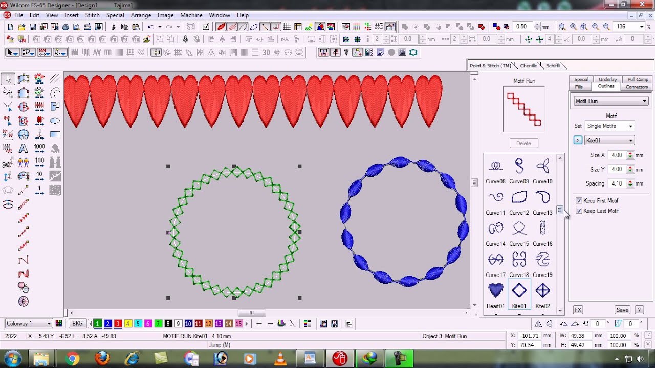Wilcom Tutorials How To Use Motif Run Tool In Wilcom Software Wilcome4