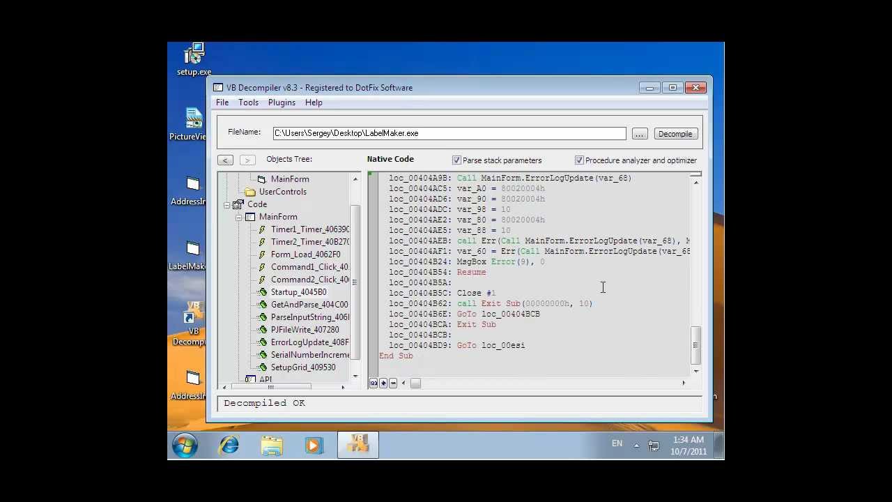 Vb Decompiler Native Code Decompilation Youtube