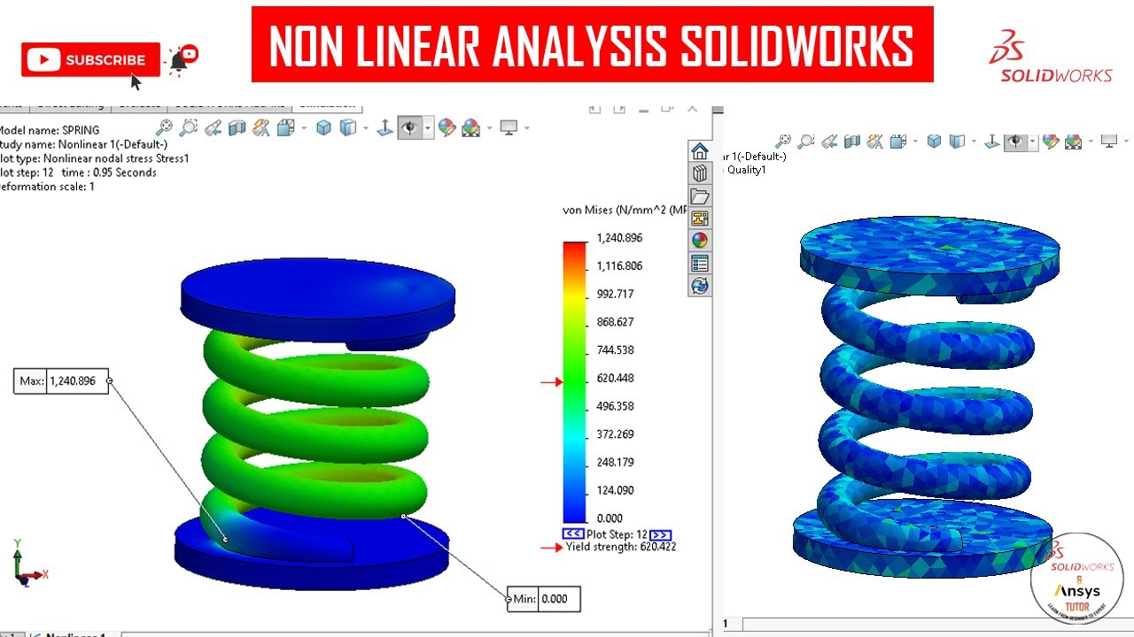 âš Solidworks Simulation Non Linear Spring Analysis Youtube