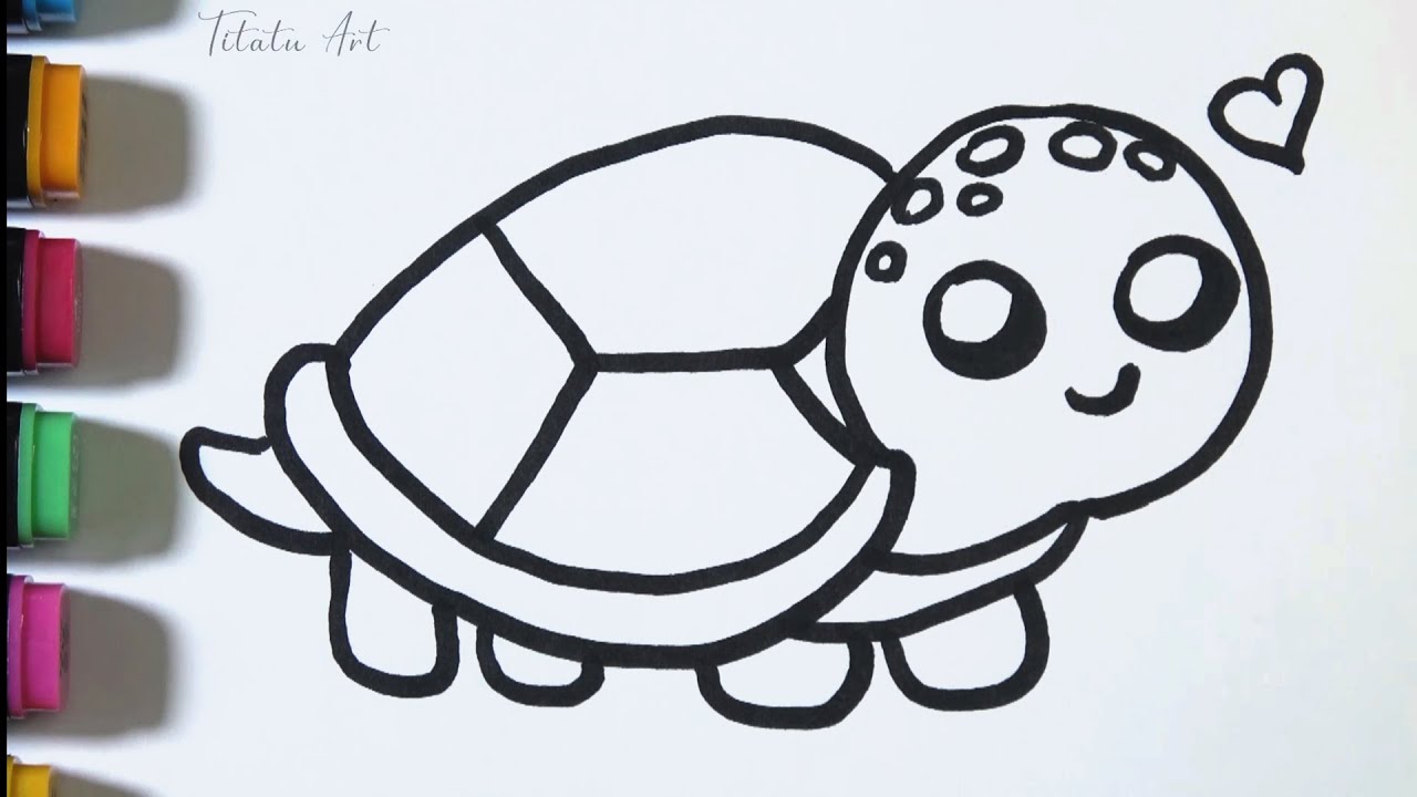 How To Draw A Cute Turtle Step By Step Easy For Kids Cute Drawing