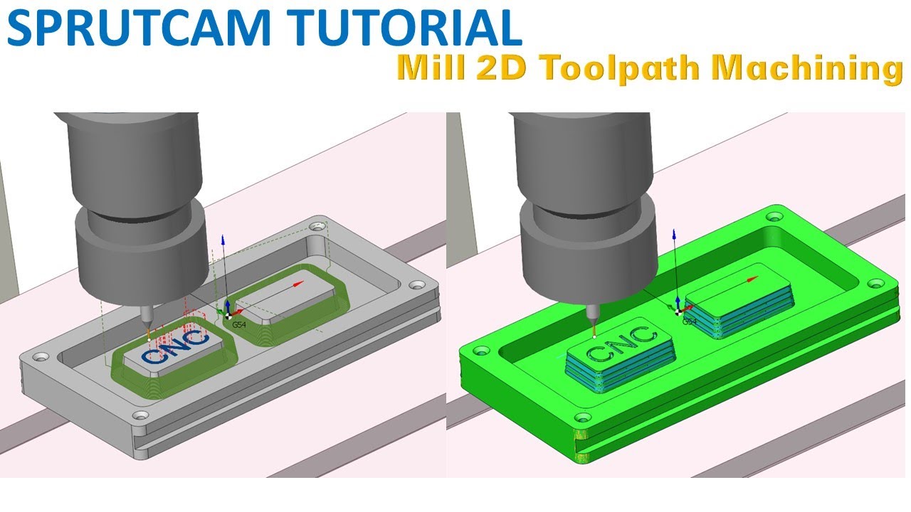 Sprutcam Tutorial 170 Mill 2d Toolpath Basic Beginners Youtube