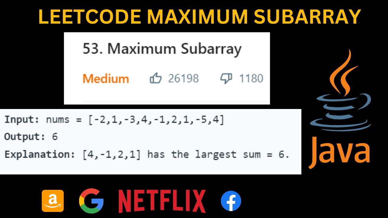 Maximum Subarray Solution In Java Leetcode 53 Solution Maximum