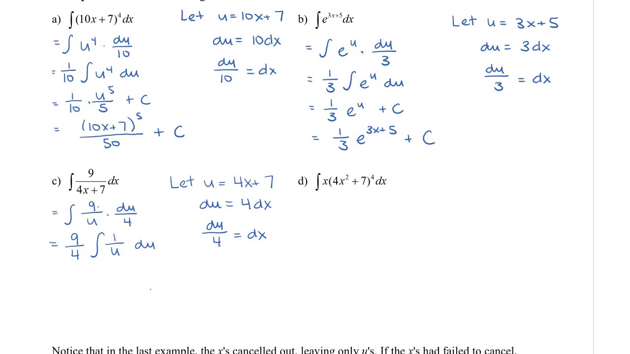 Calculus 12 Sec 4 5 The Substitution Rule Part 1 Youtube