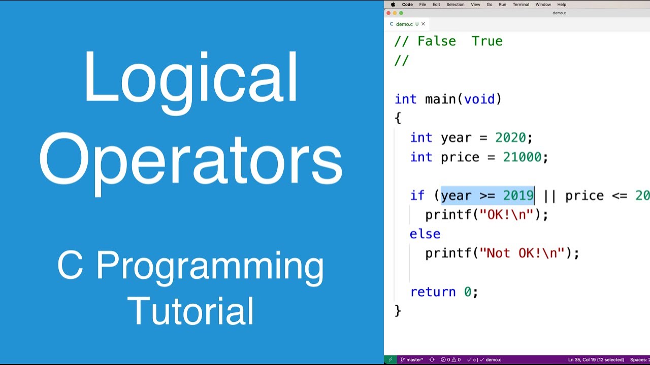 Logical Operators C Programming Tutorial Youtube