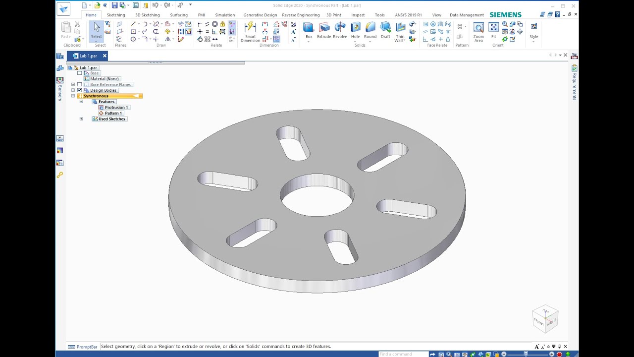 Learning Solid Edge Lab 1 Youtube