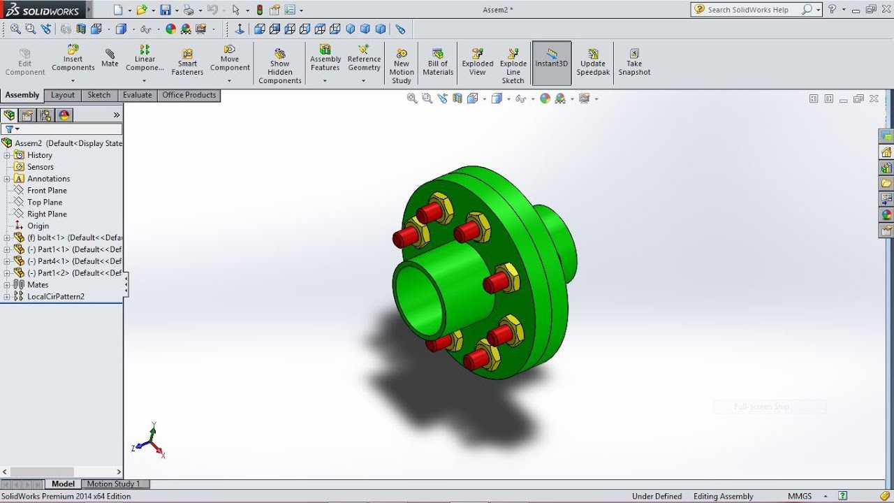 Solidworks Tutorial Pipe Flange Assembly Youtube