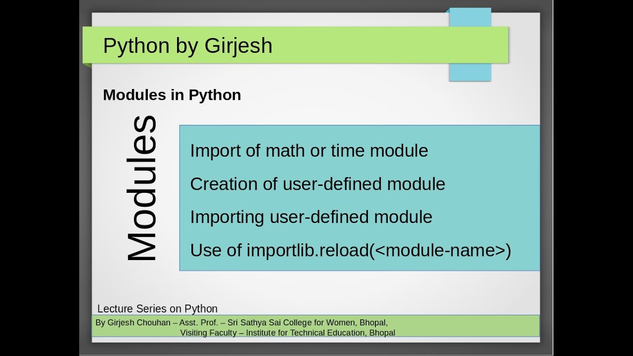 Python Modules Creating Importing Youtube
