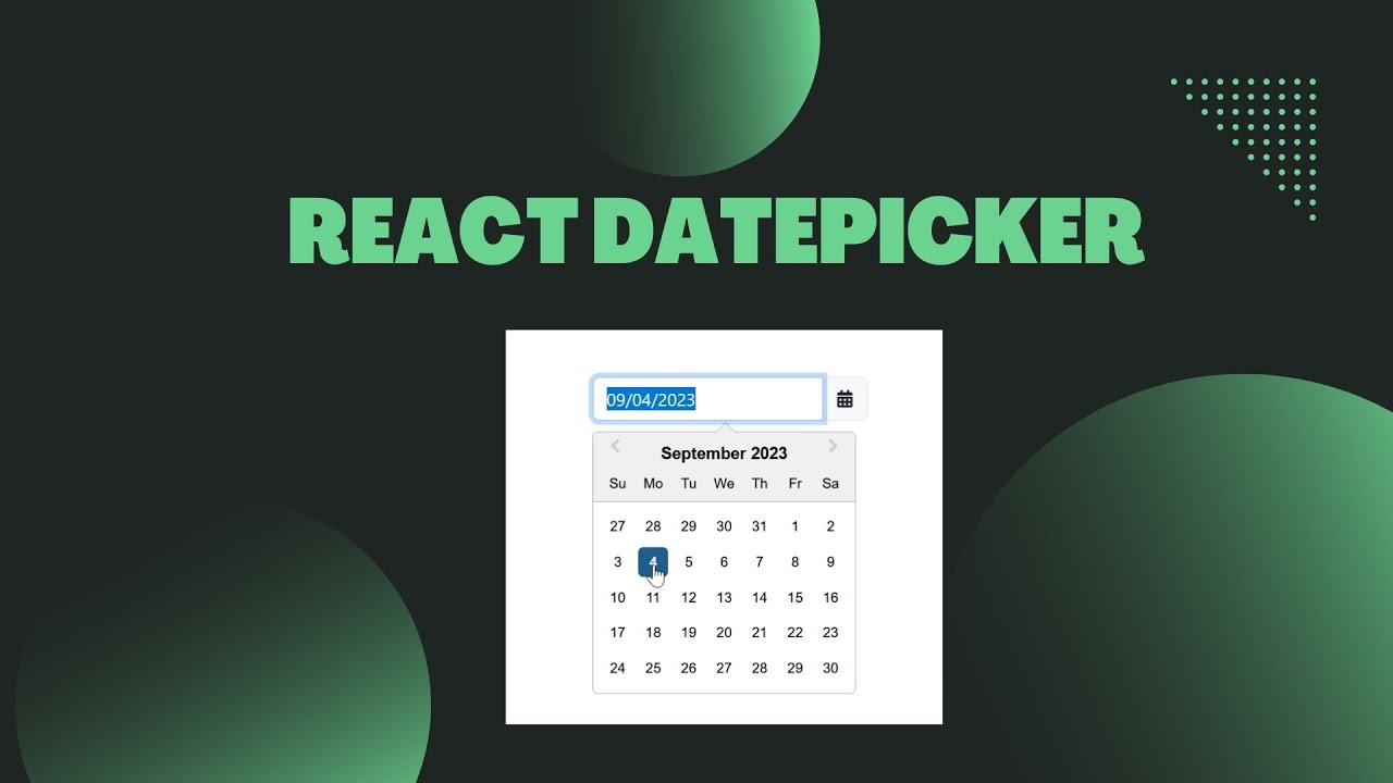 How To Create Datepicker With Calendar Icon Using React Youtube