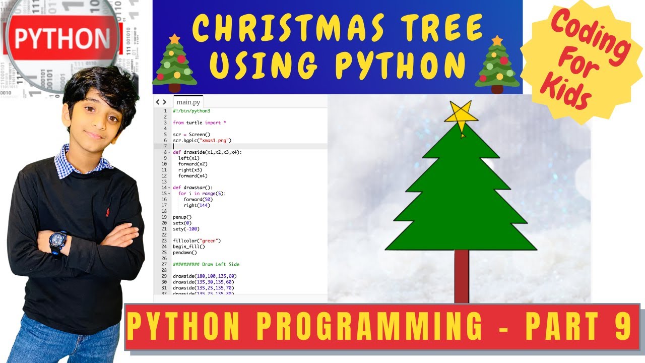 Coding For Kids Python Programming Tutorial Draw Christmas Tree