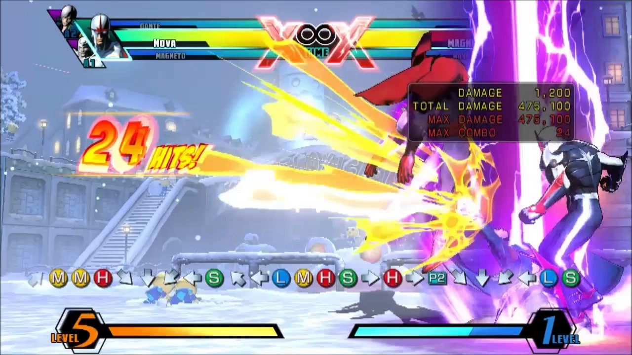 Umvc3 Nova Magneto Dante Combo Youtube