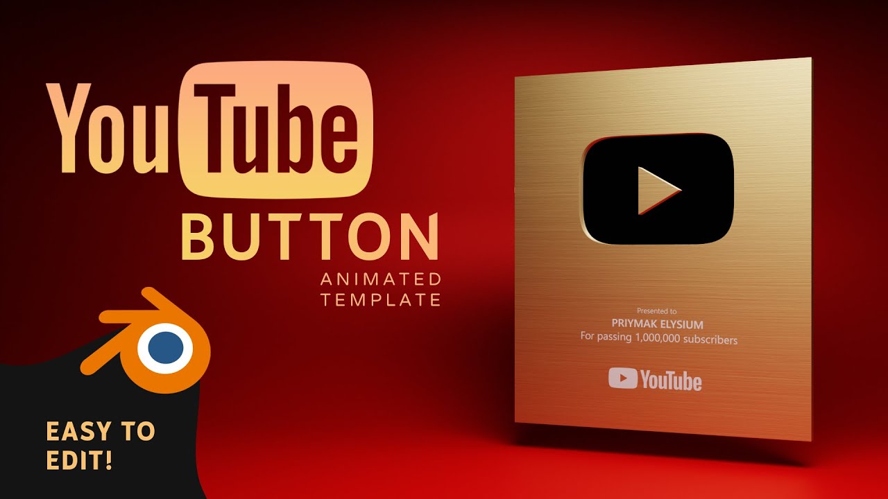3d Youtube Button Animation Template For Blender Cycles Eevvee