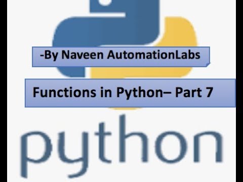 Functions In Python Part 7 Youtube