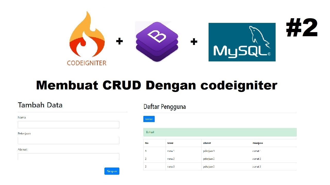Tutorial Codeigniter Membuat Crud Part 2 Youtube