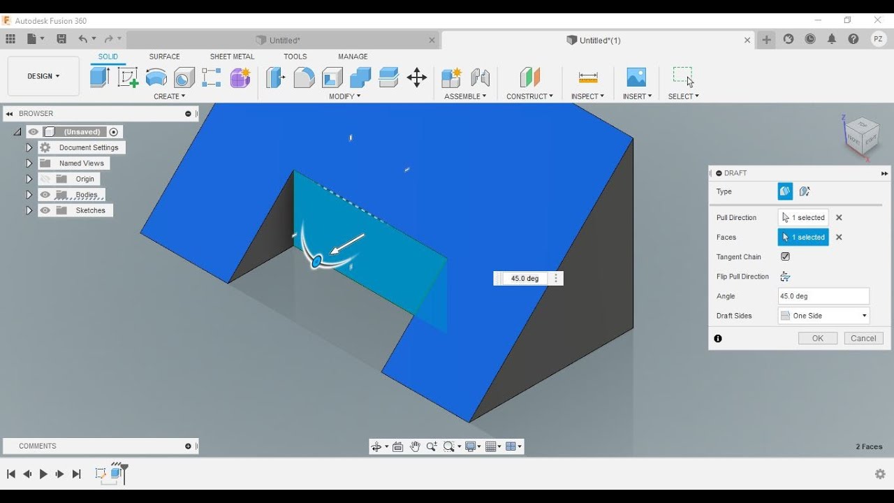 Fusion 360 Tutorial Draft Youtube
