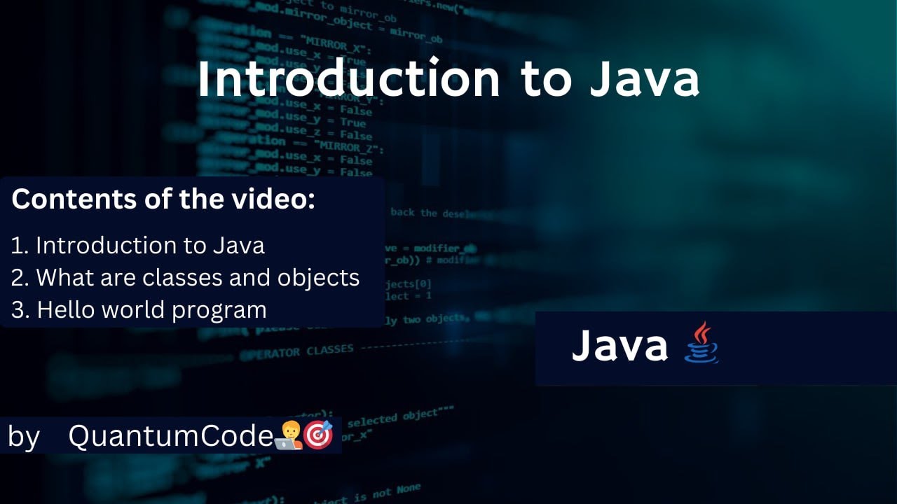 Introduction To Java Youtube