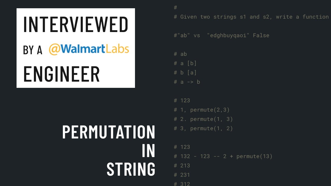 Python Interview With A Walmart Engineer Permutation In String Youtube