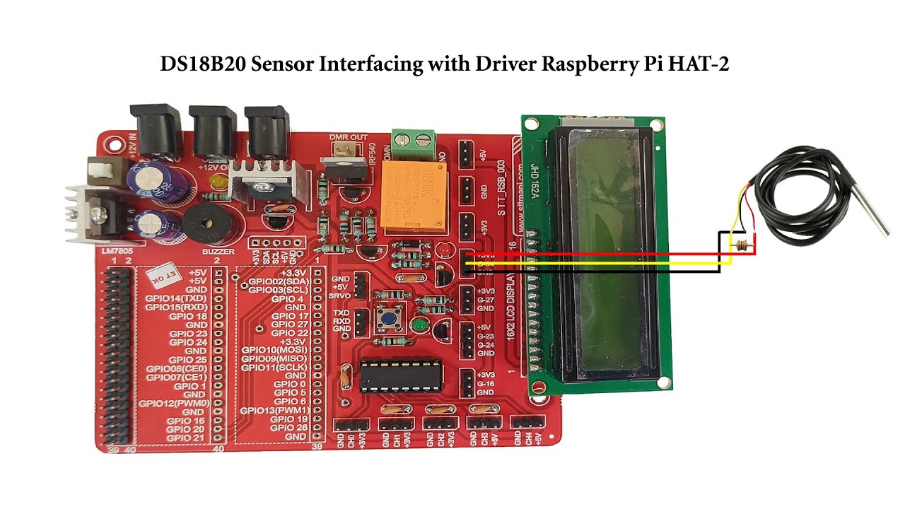 Ds18b20 Sensor Interfacing With Raspberry Pi Hat 2 Youtube