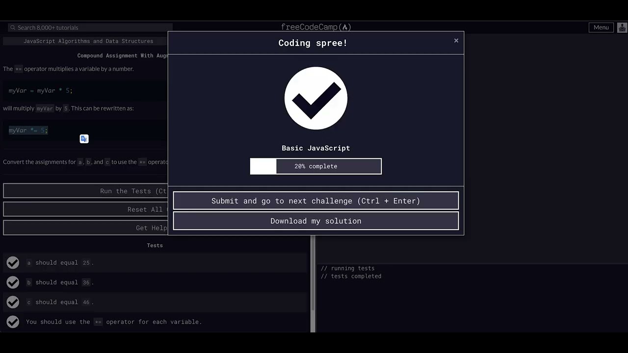 Compound Assignment With Augmented Multiplication Free Code Camp Help