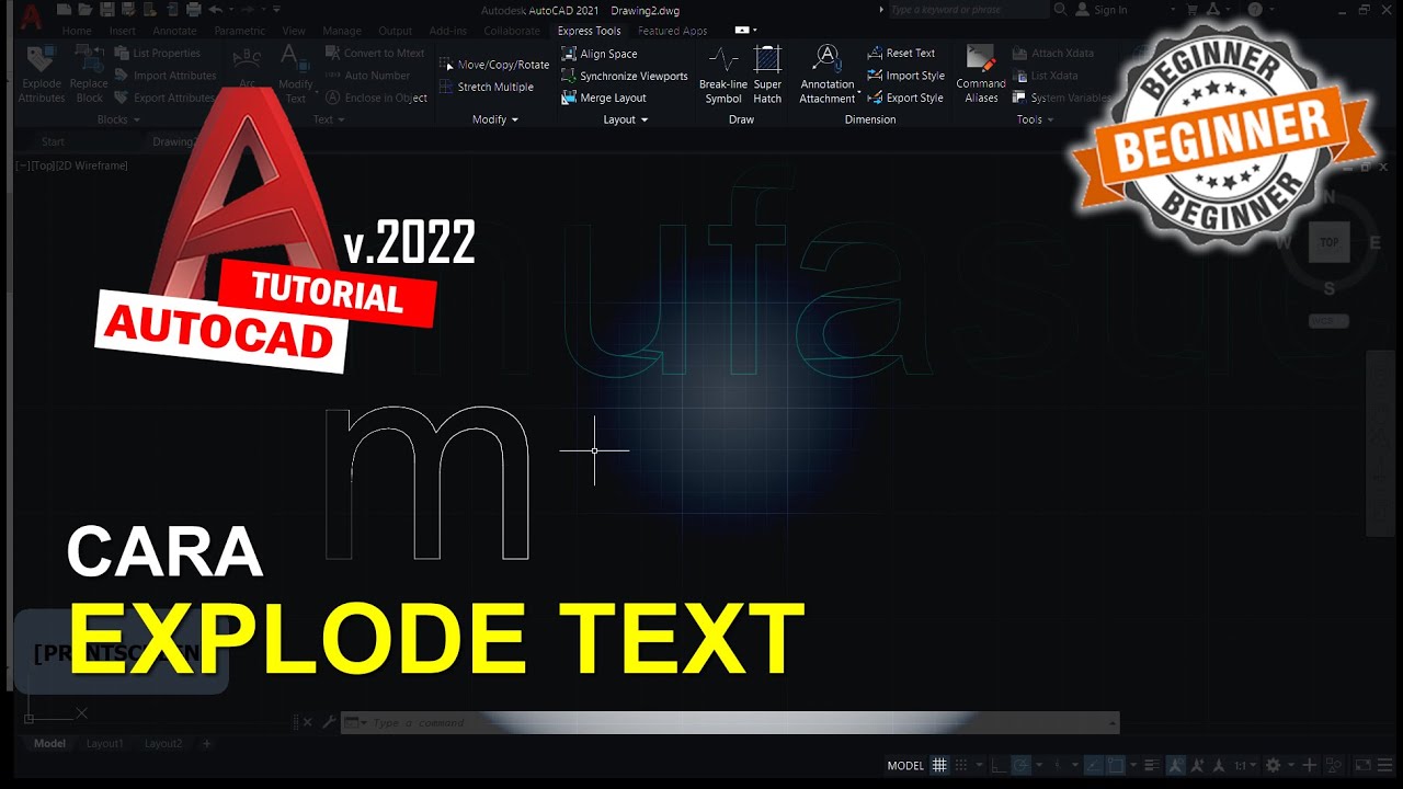 Autocad Cara Explode Objek Text Youtube