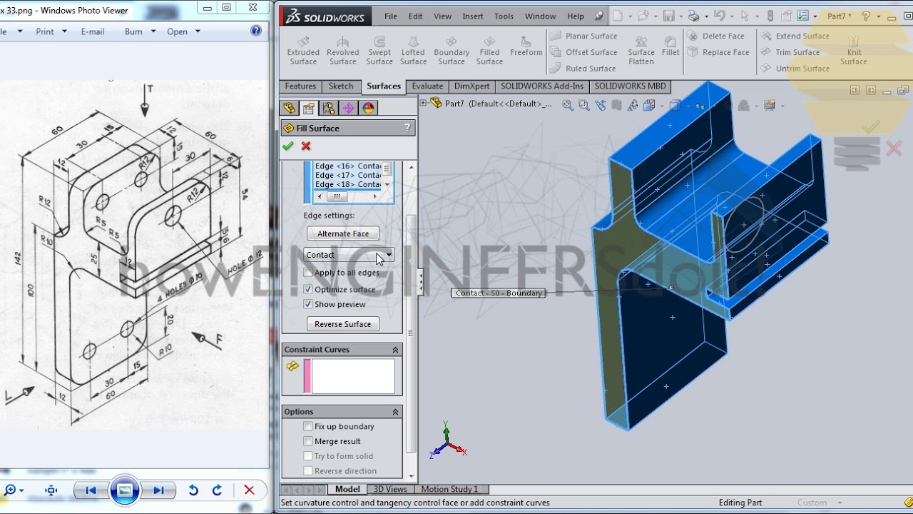 Solidworks Surface Beginners Exercise 33 Practice Session Tutorial