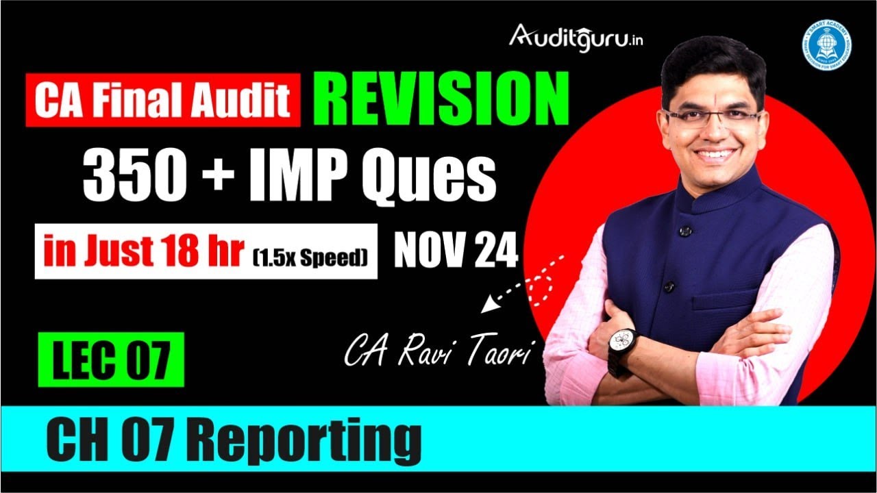 рџљђ07 Ca Final Audit Revision Ch 07 Reporting 350 Imp Qs Nov 24