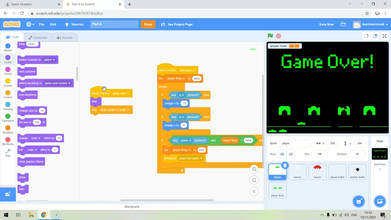 Part 4 Scratch Space Invaders Tutorial Youtube