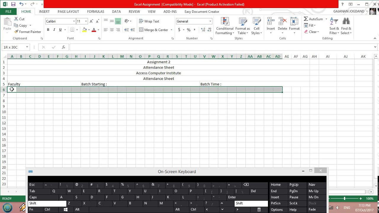Ms Excel Assignment 2 Youtube