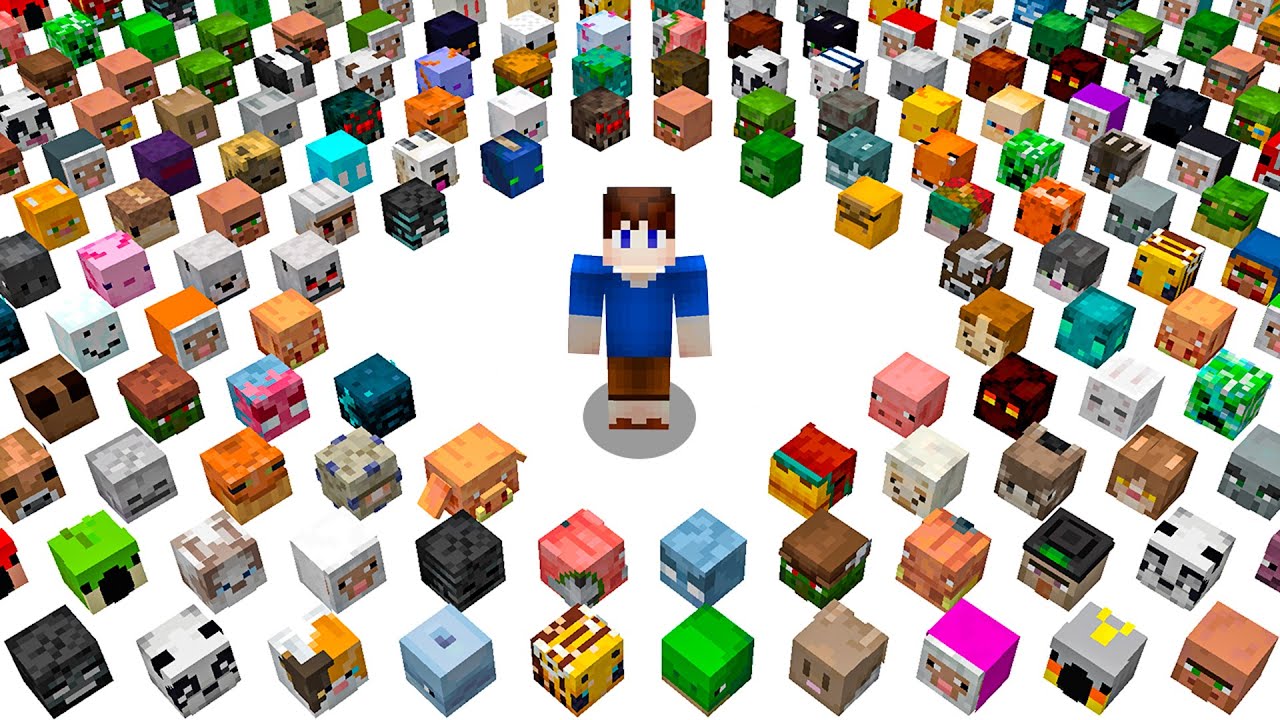 I Collected Every Mob Head In Minecraft Hardcore Youtube
