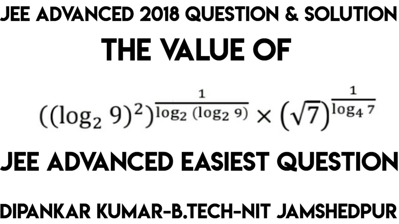 Logarithm Jee Advanced 2018 Previous Year Question Jee Advanced Easy