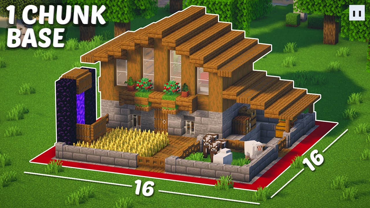 Minecraft How To Build A One Chunk Base Simple Easy Survival