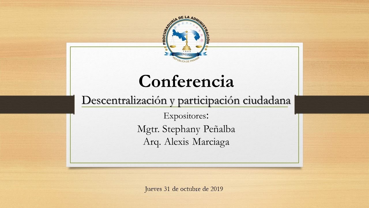 Conferencia Descentralización Y Participación Ciudadana Youtube