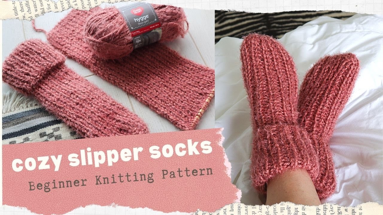 Cozy Slipper Socks Beginner Knitting Pattern Two Needle Flat Socks