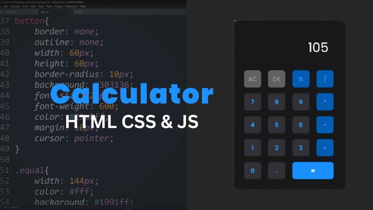 How To Build A Calculator Using Html Css Javascript Youtube